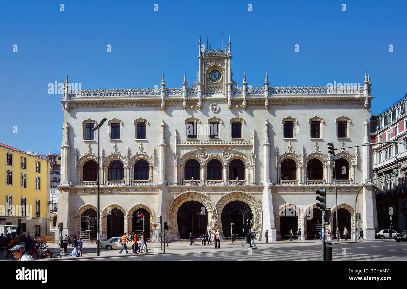Lisbon, Portugal. Estacao Ferroviaria do Rossio Railway Station. 19th ...