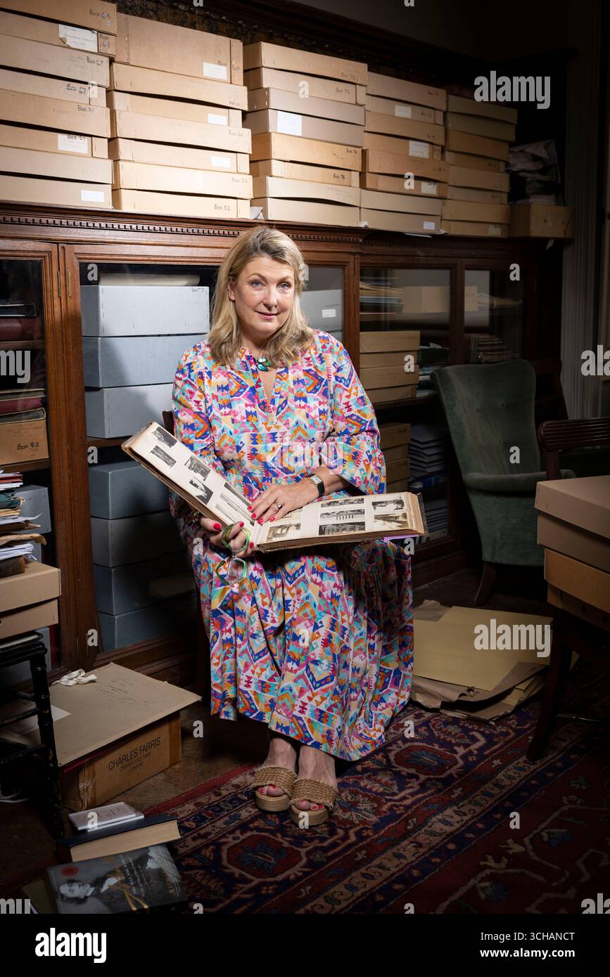 Lady Carnarvon in Highclere Castle archive room, ahead of upcoming film ...