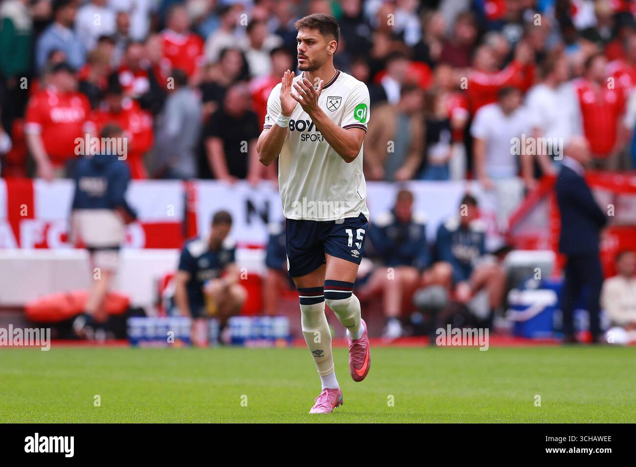Konstantinos Mavropanos of West Ham United during the Nottingham Forest ...