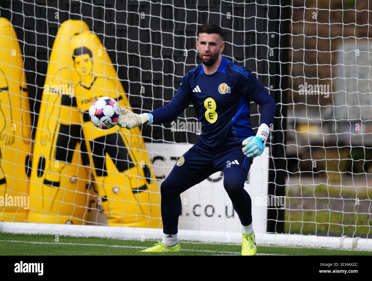 Scotland goalkeeper Liam Kelly during a training session at Lesser ...