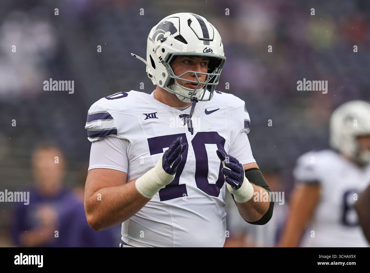 MANHATTAN, KS - AUGUST 30: Kansas State Wildcats offensive lineman Gus ...