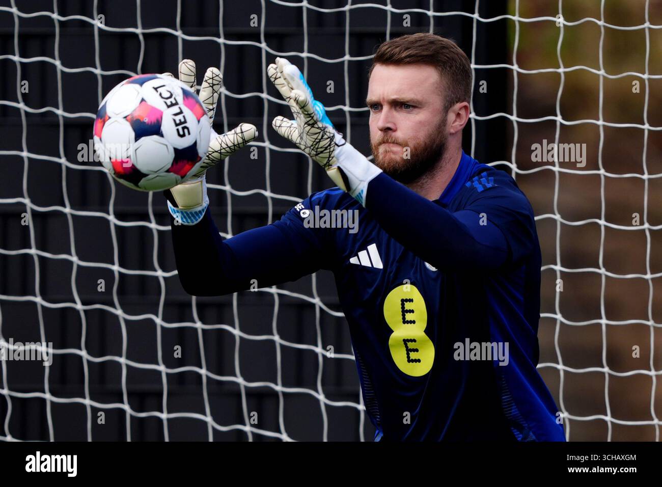 Scotland goalkeeper Zander Clark during a training session at Lesser ...