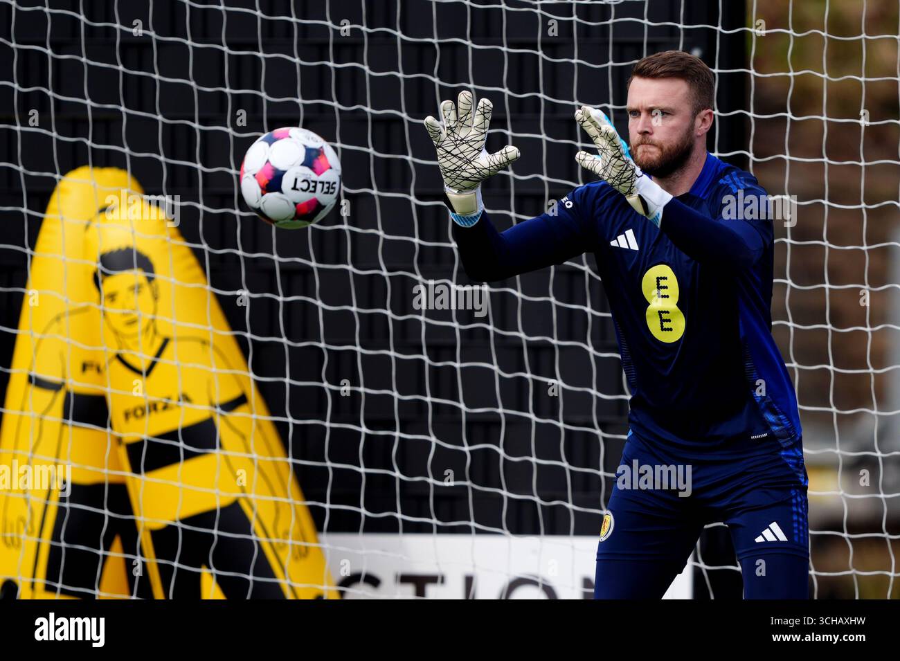 Scotland goalkeeper Zander Clark during a training session at Lesser ...