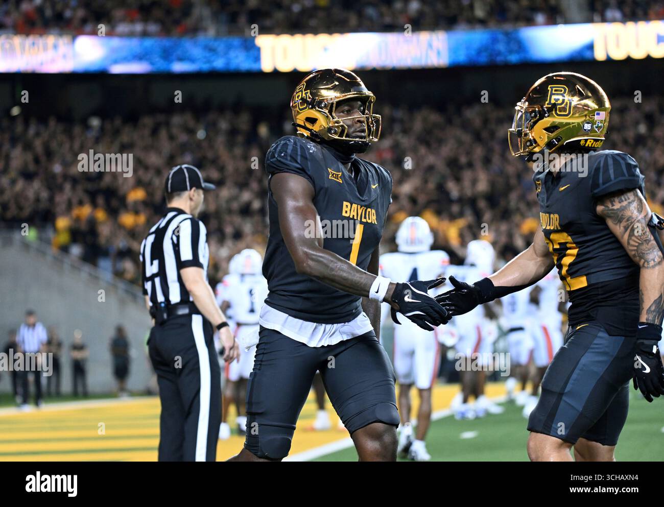 WACO, TX - August 29: Baylor Bears WR Michael Trigg (1)celebrates a ...
