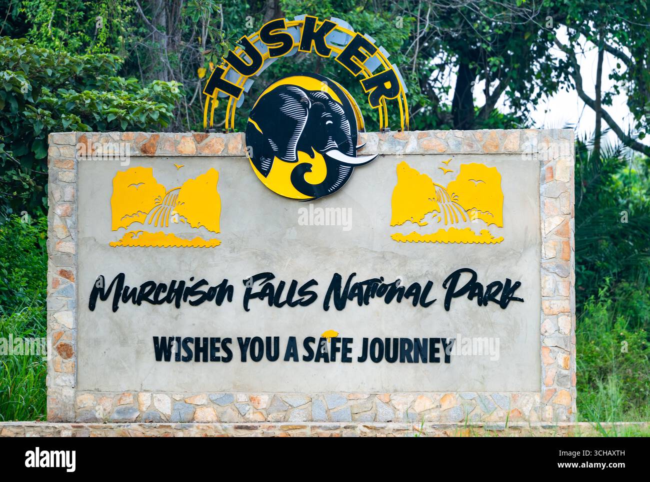Welcome sign at the Murchison Falls National Park. Uganda, Africa Stock ...