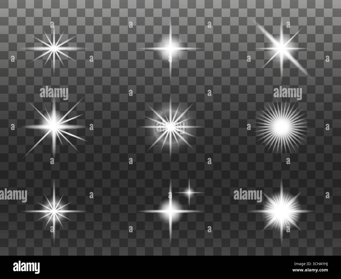 Bright Sparkle Effects on Transparent Background for Decorative Design ...