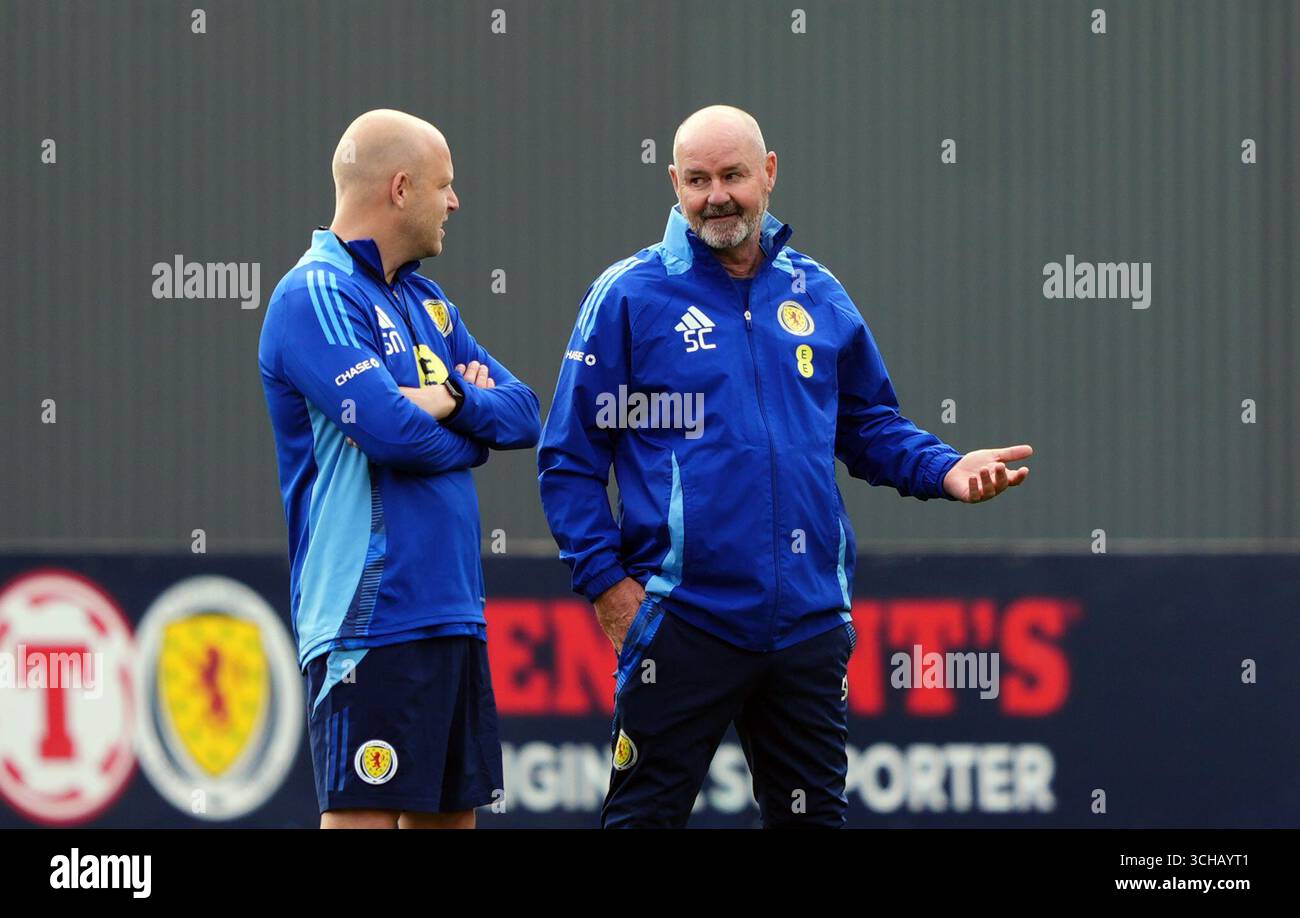 Scotland head coach Steve Clarke with coach Steven Naismith during a ...