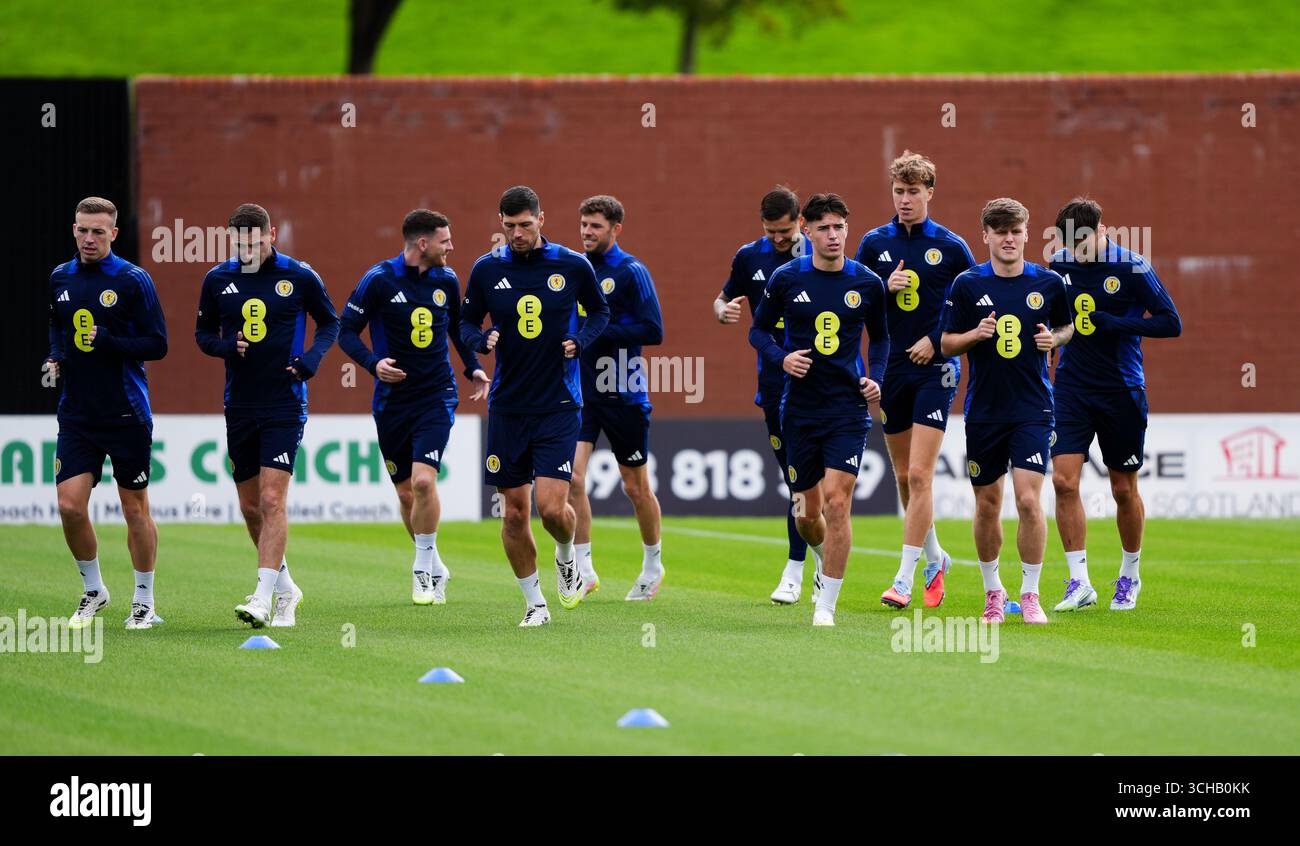 Scotland players during a training session at Lesser Hampden, Glasgow ...