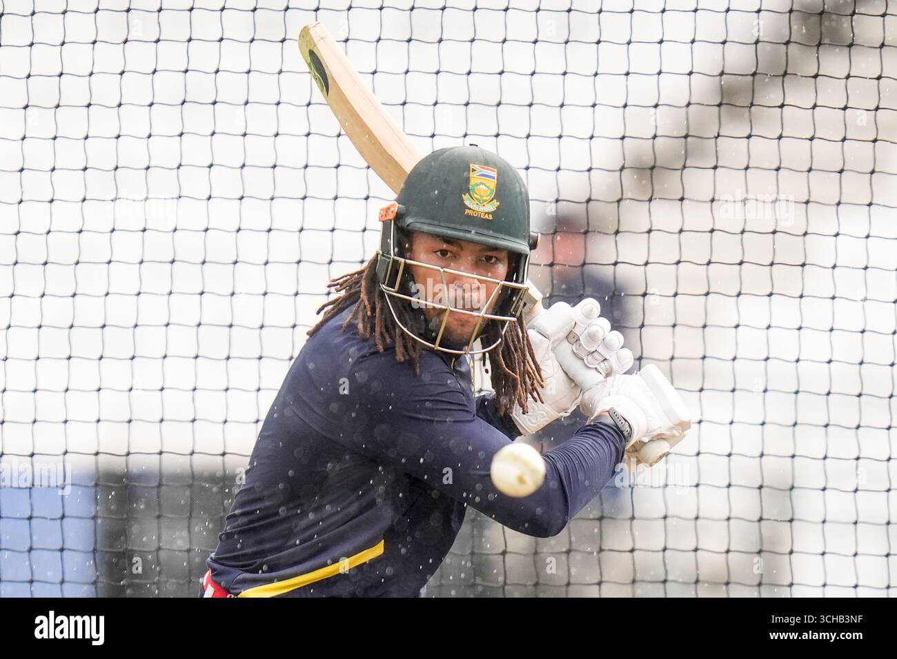 South Africa's Tony de Zorzi during a nets session at Headingley, Leeds ...
