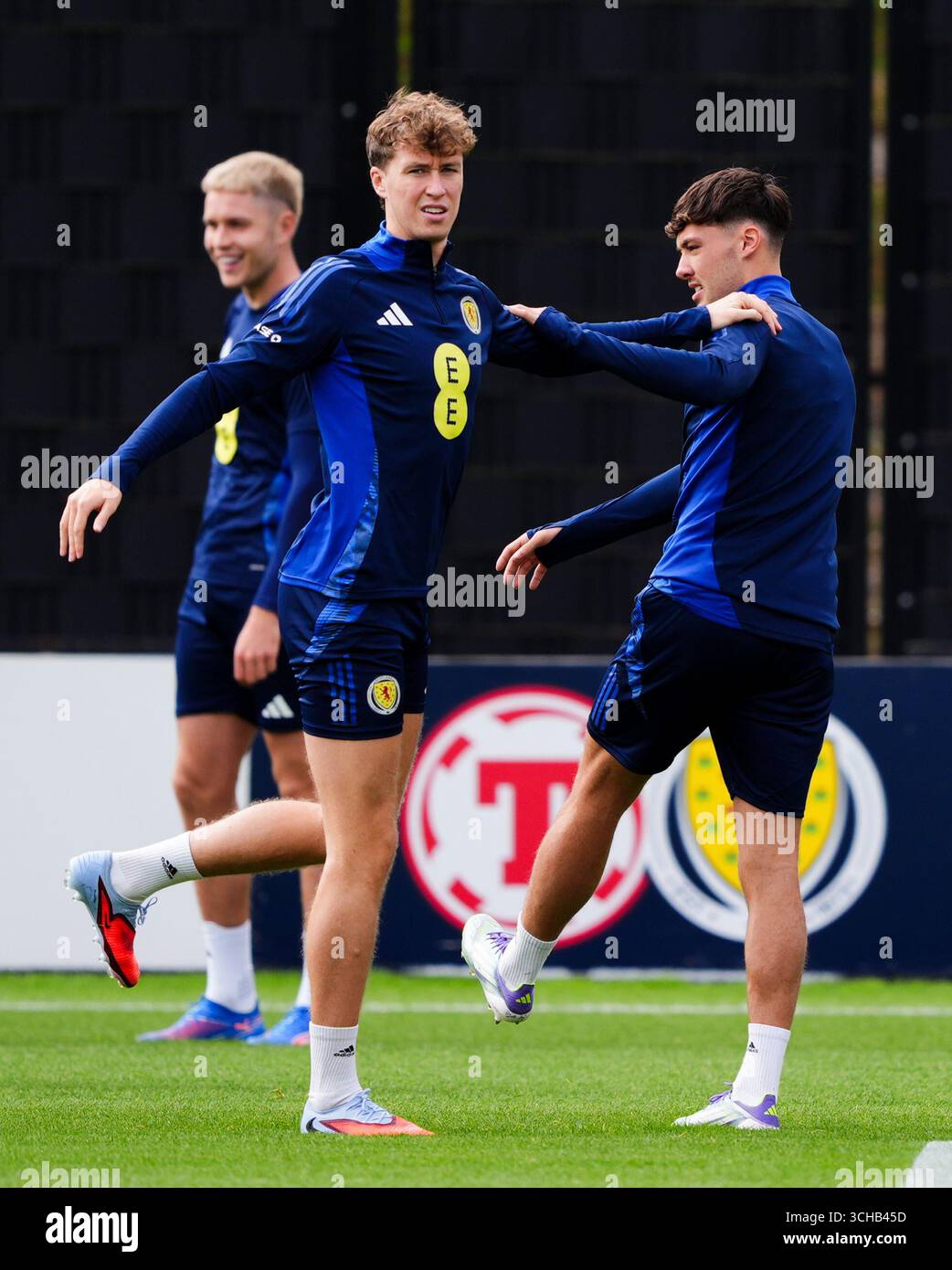 Scotland's Aaron Hickey (right) and Jack Hendry (left) during a ...