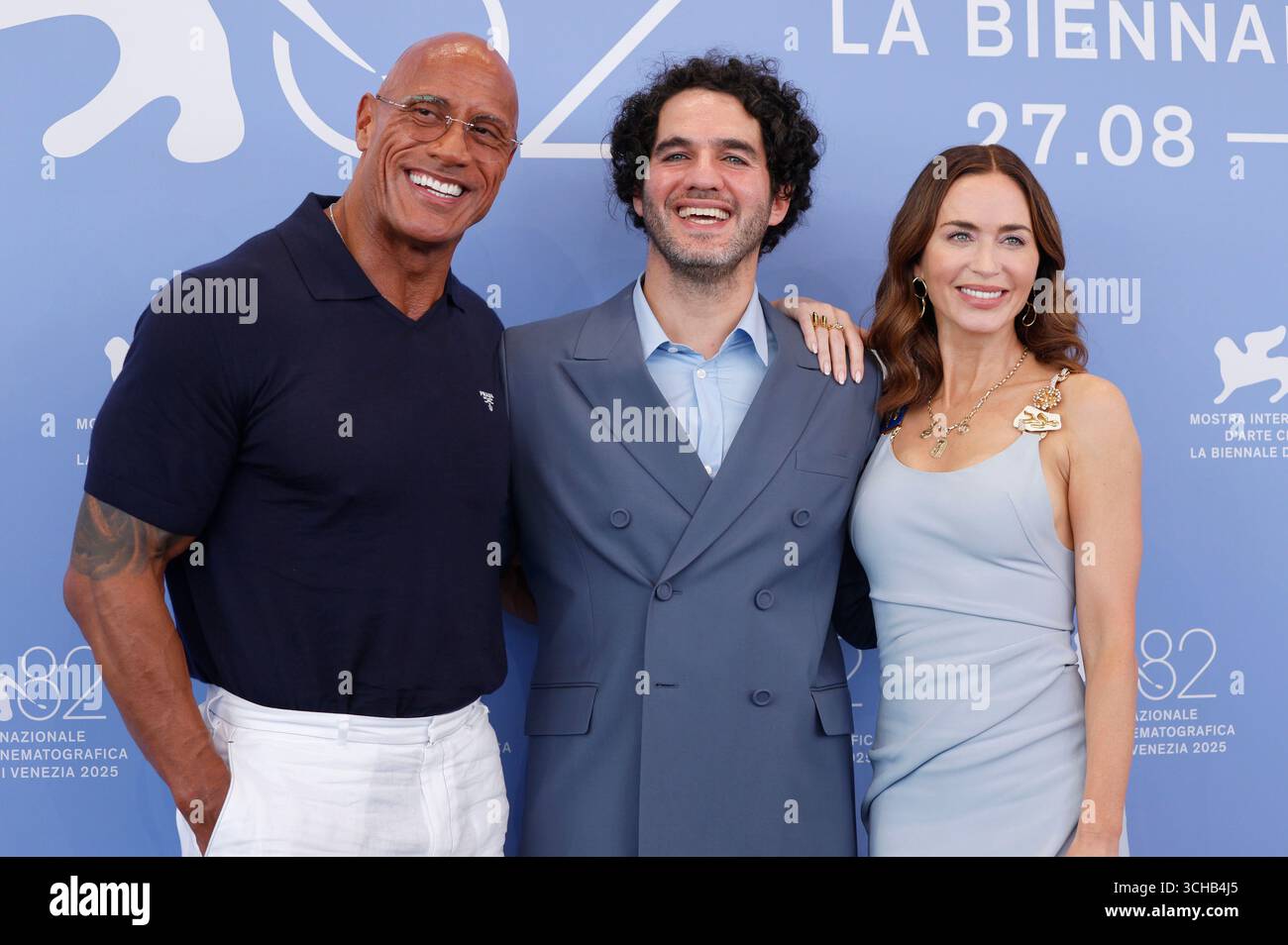 Dwayne Johnson, Benny Safdie und Emily Blunt beim Photocall zum ...