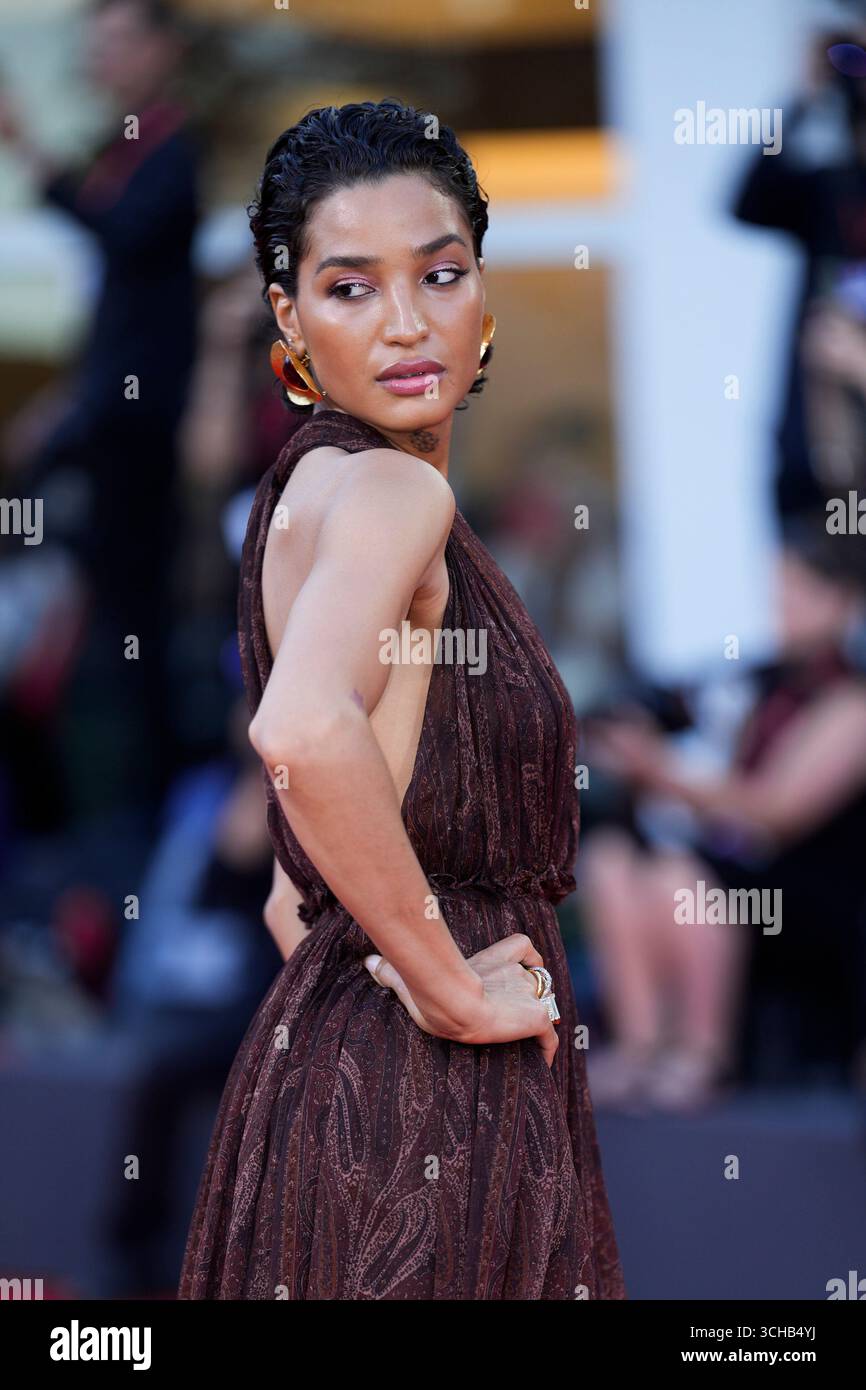 Indya Moore attends the "Father Mother Sister Brother" red carpet ...
