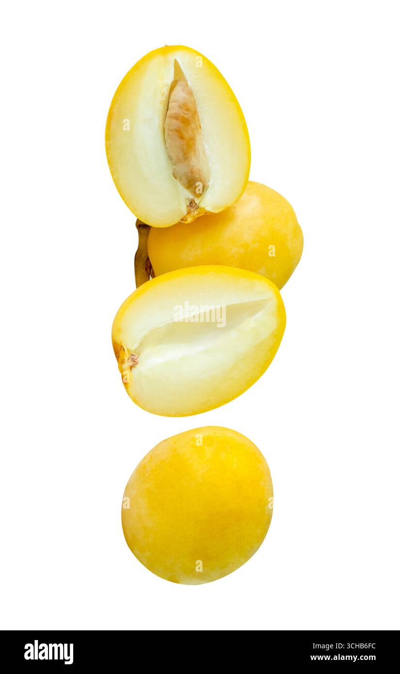 Fresh ripe yellow Barhi date palm fruits in set and small bunch witth ...