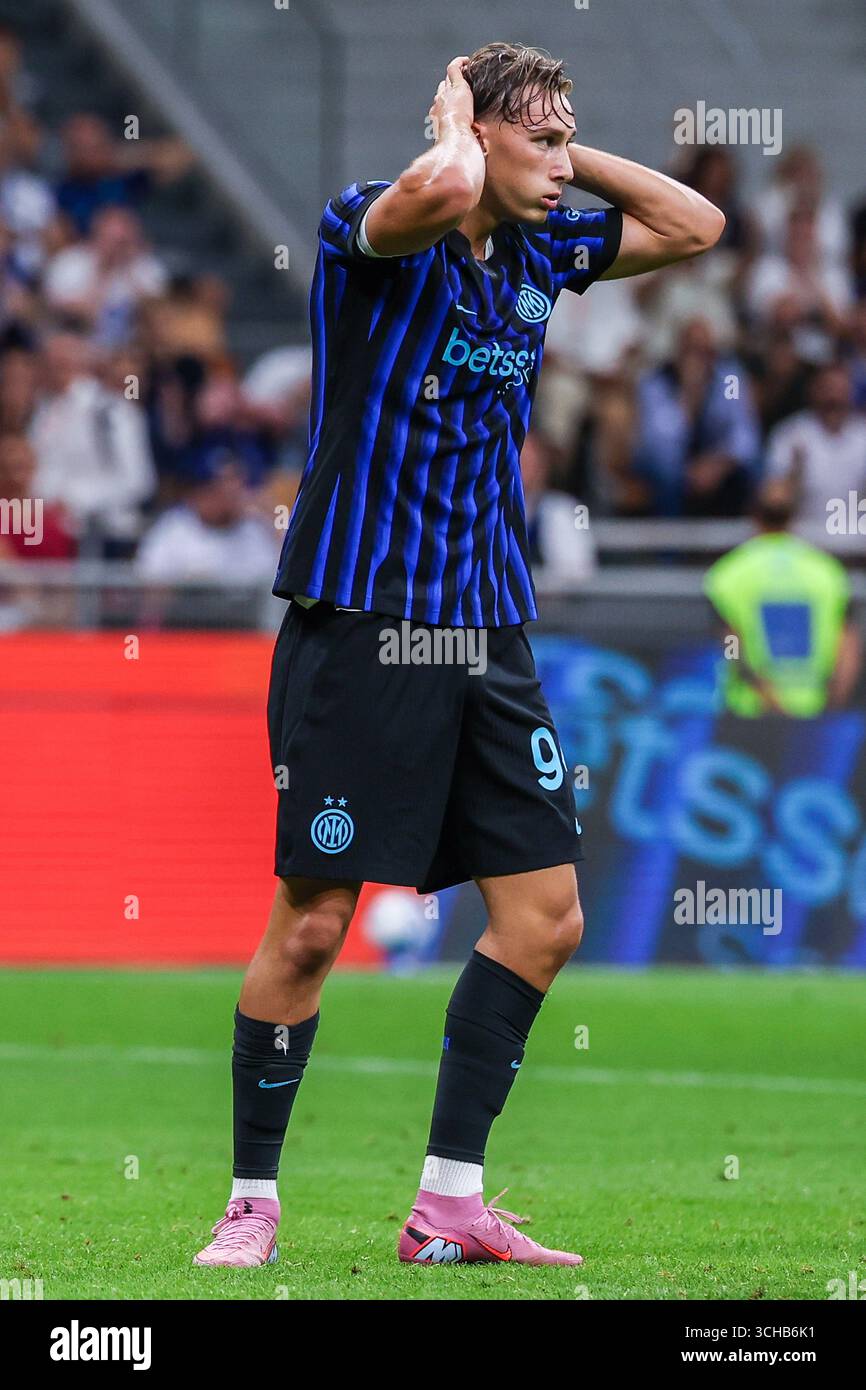 Francesco Esposito of FC Internazionale reacts during Serie A 2025/26 football match between FC ...