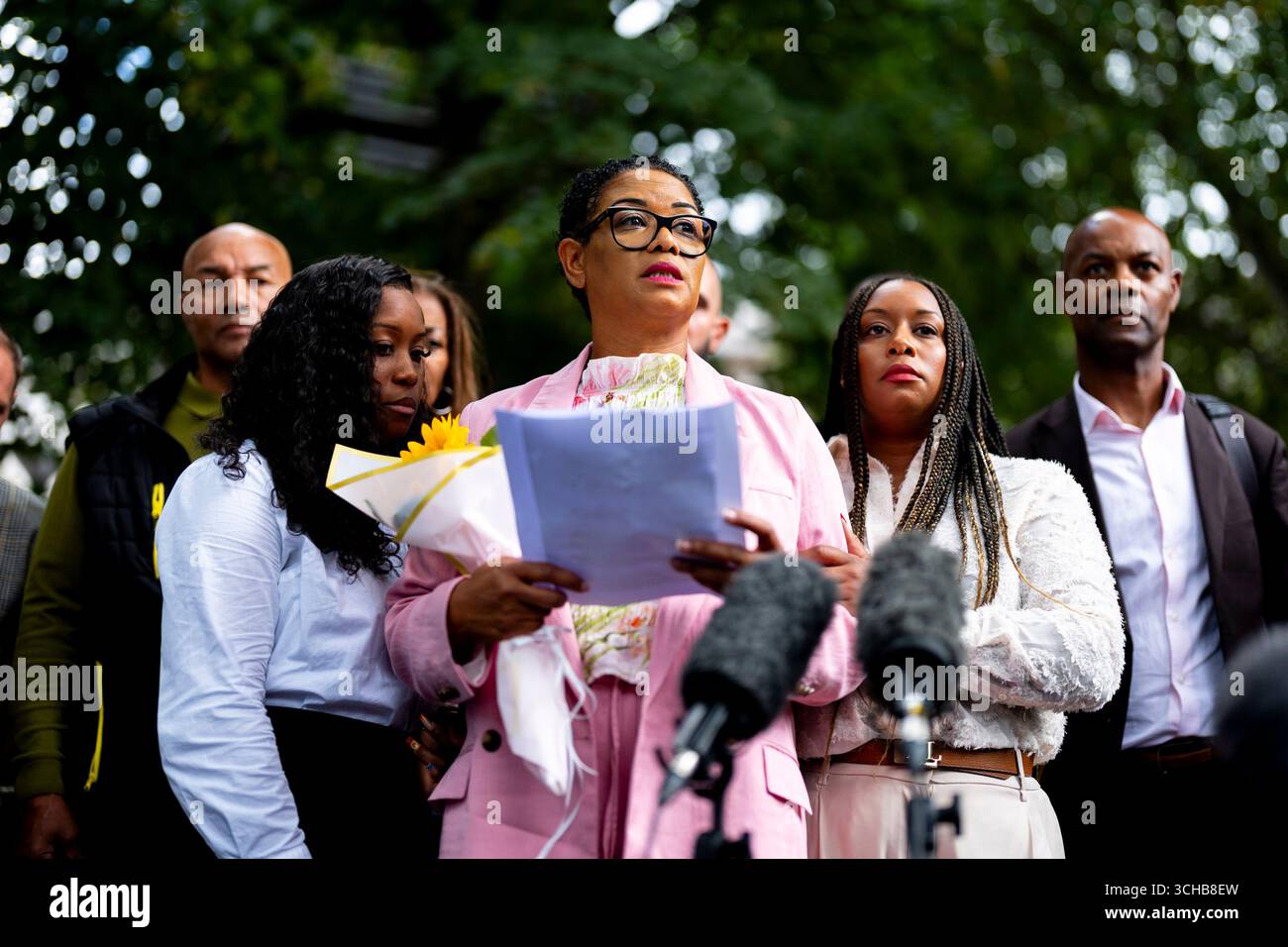 Linda Westcarr (centre) the mother of Kennedi Westcarr-Sabaroche stands ...