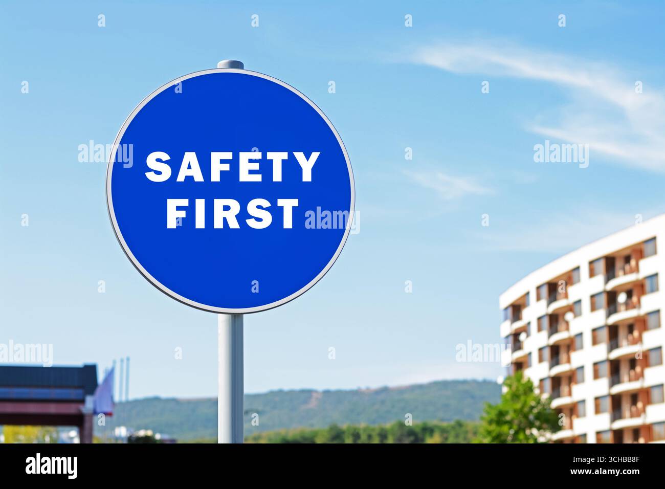 Safety first blue round hi-res stock photography and images - Alamy