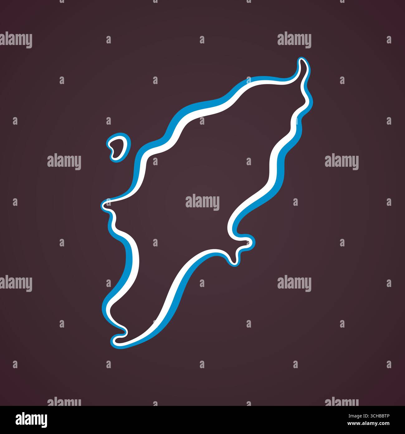 Outline map of Rhodes marked with ribbon in colors from Greek flag ...