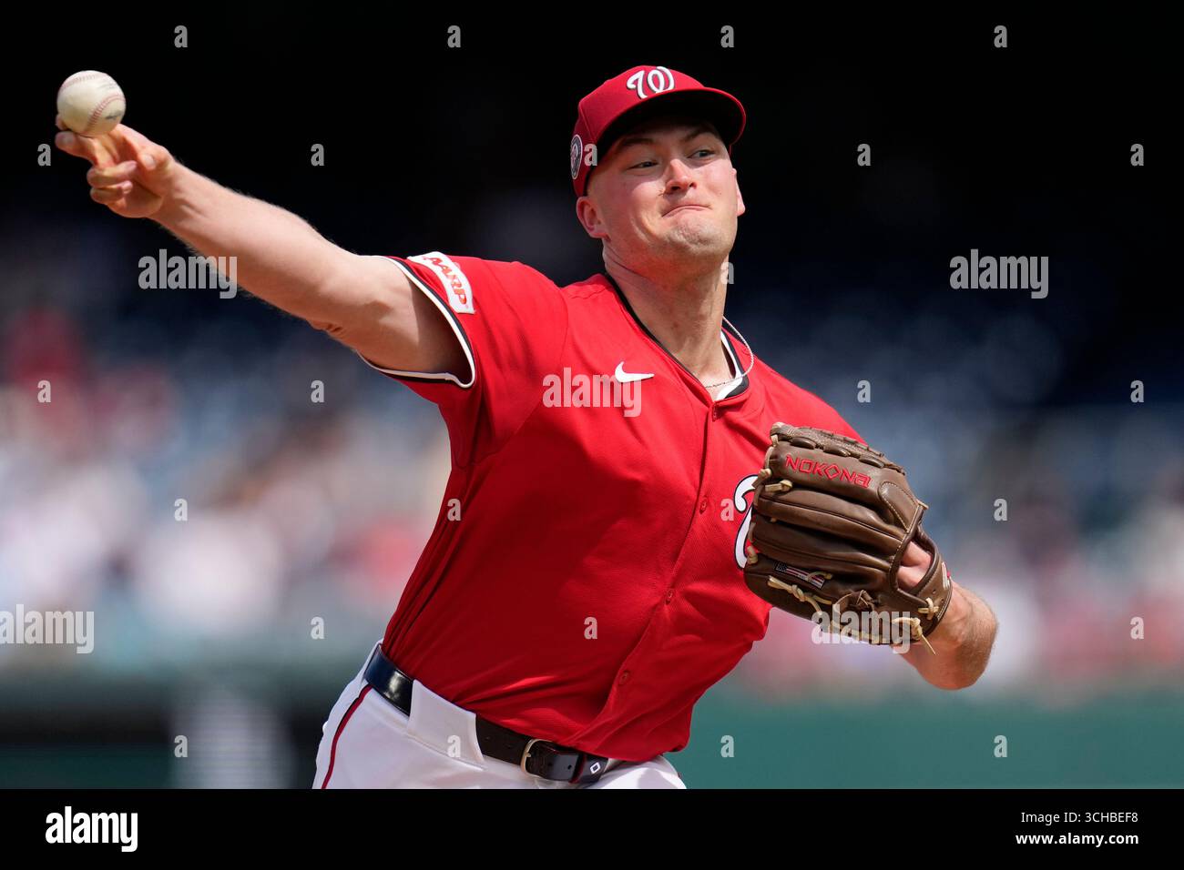 Washington Nationals starting pitcher Brad Lord throws to the Tampa Bay ...