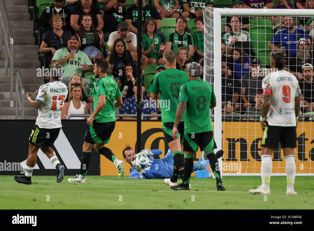 AUSTIN, TX - AUGUST 30: Goalkeeper Brad Stuver #1 of Austin FC controls ...