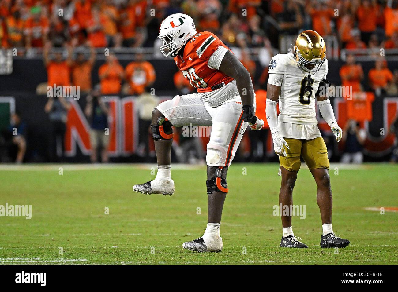 MIAMI GARDENS, FL - AUGUST 31: Miami offensive lineman Markel Bell (70 ...