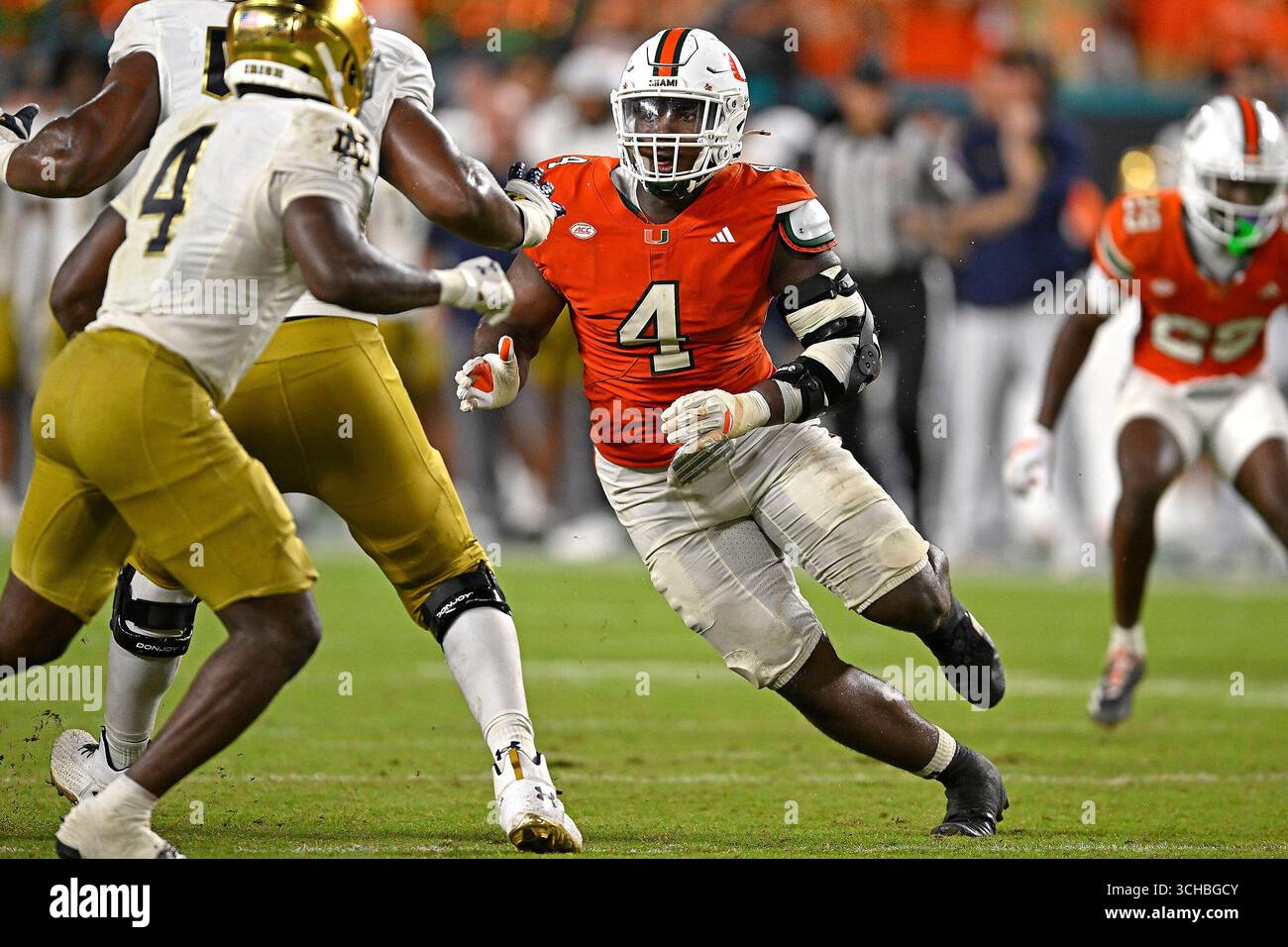 MIAMI GARDENS, FL - AUGUST 31: Miami defensive lineman Rueben Bain Jr ...