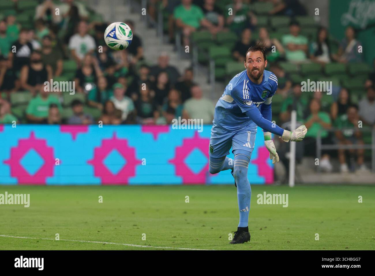 AUSTIN, TX - AUGUST 30: Goalkeeper Brad Stuver #1 of Austin FC throws ...