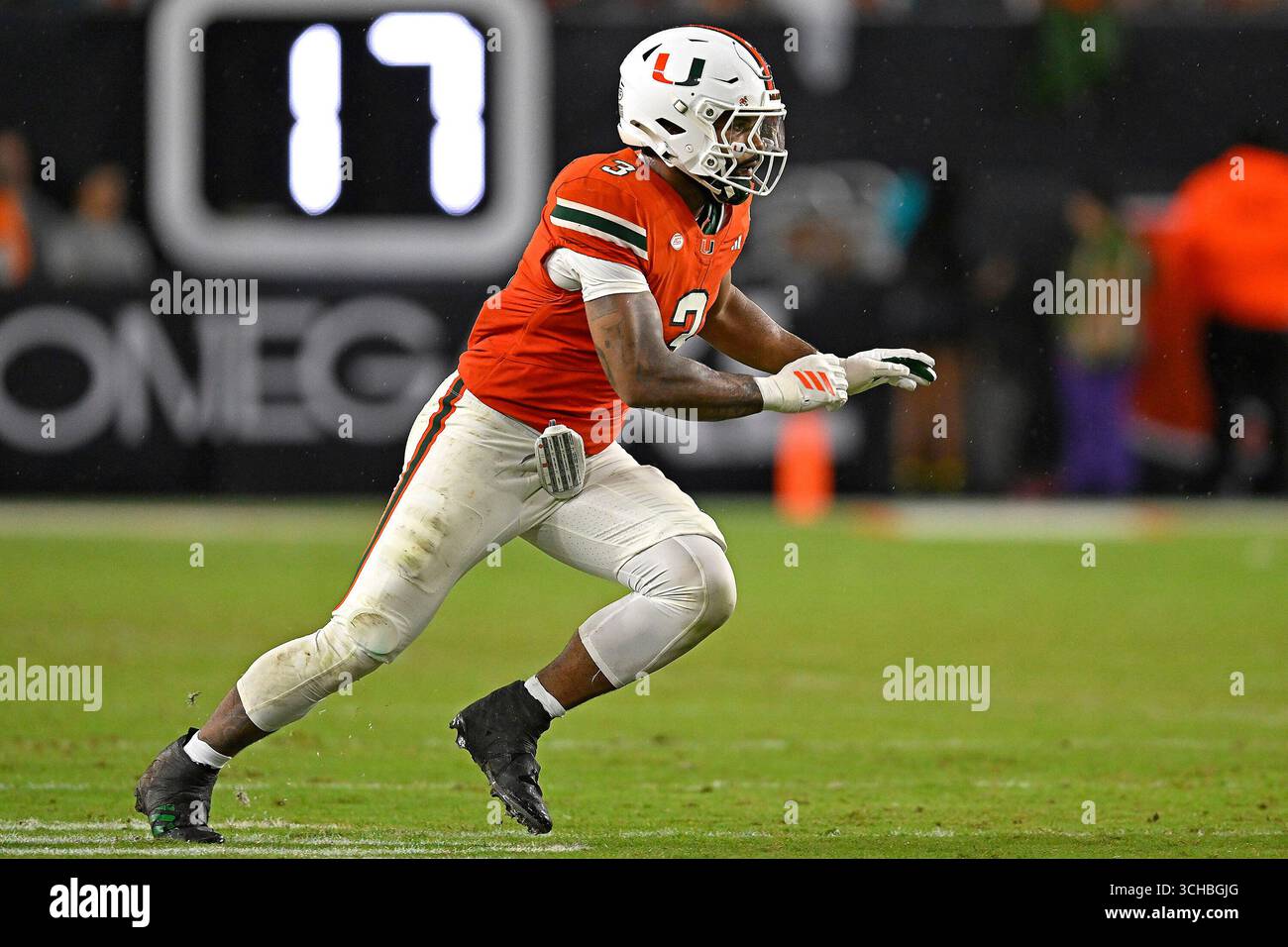 MIAMI GARDENS, FL - AUGUST 31: Miami defensive lineman Akheem Mesidor ...