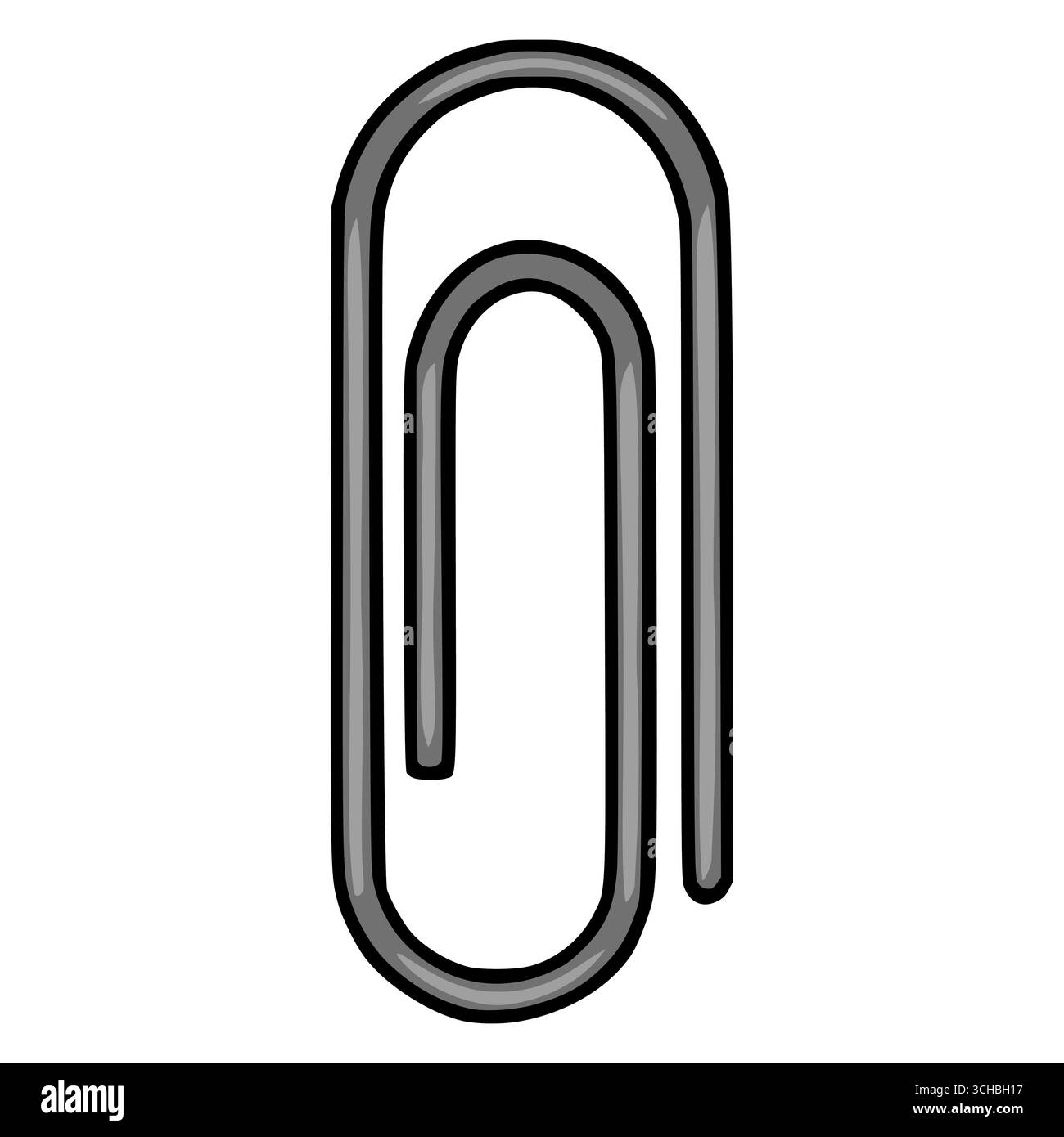 A detailed vector illustration of a single, metallic grey paperclip ...