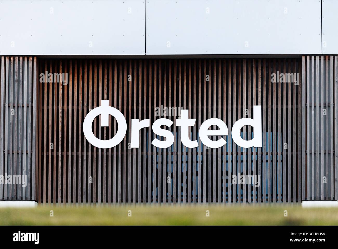 31 August 2025, Lower Saxony, Norddeich: The logo and lettering of the ...