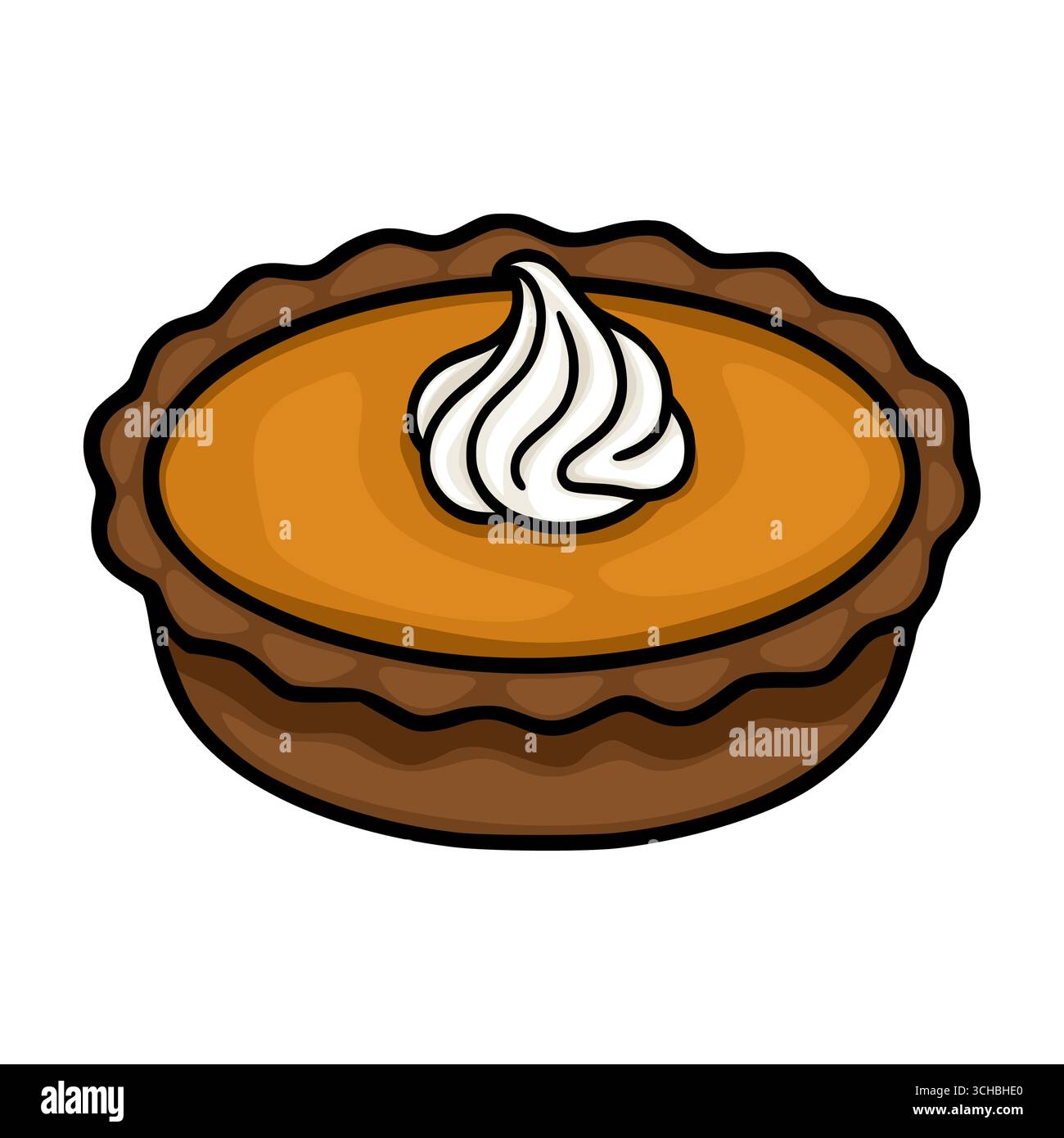 A delightful vector illustration of a pumpkin pie with a swirl of ...