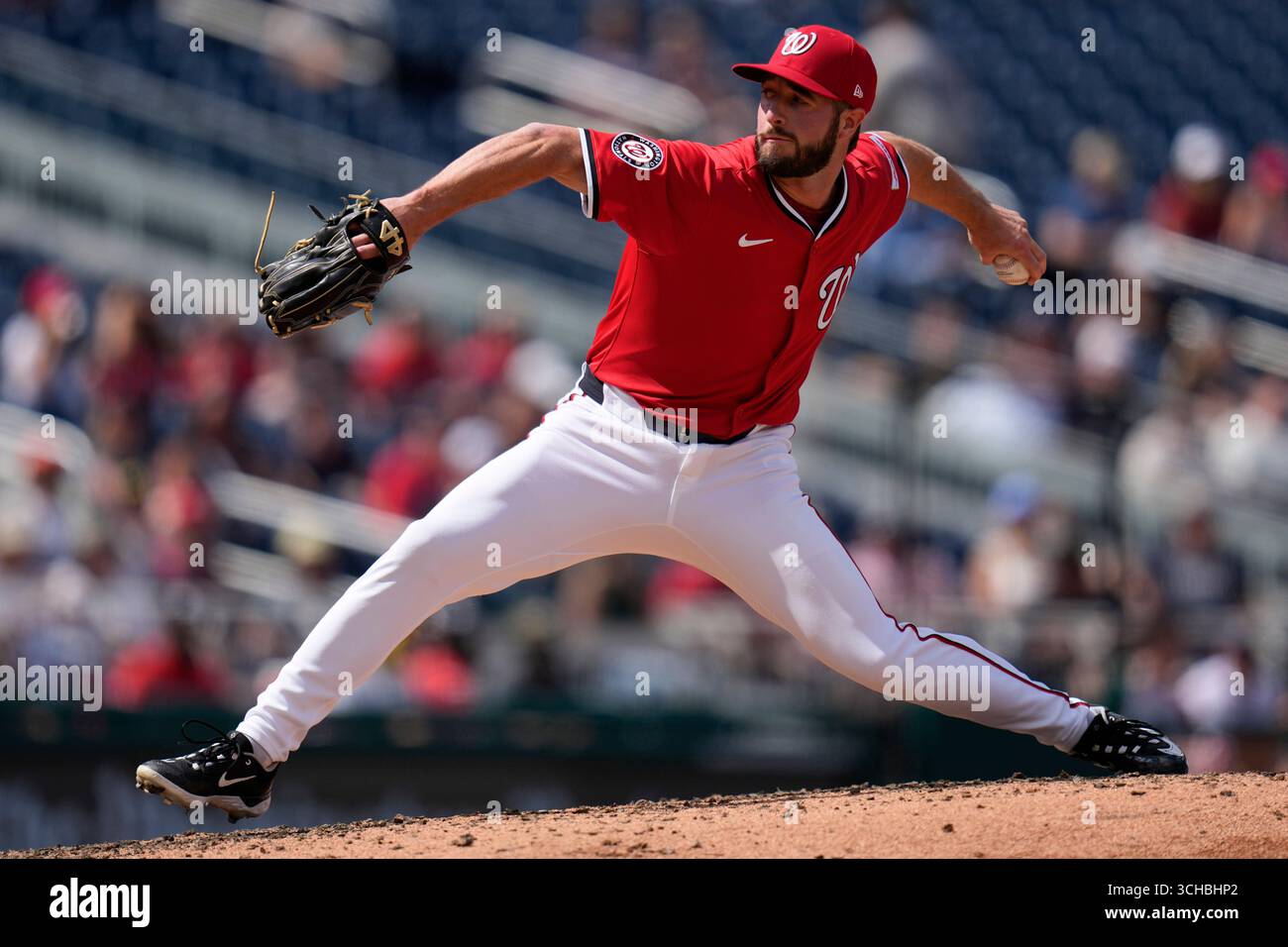 Washington Nationals relief pitcher P.J. Poulin throws to the Tampa Bay ...
