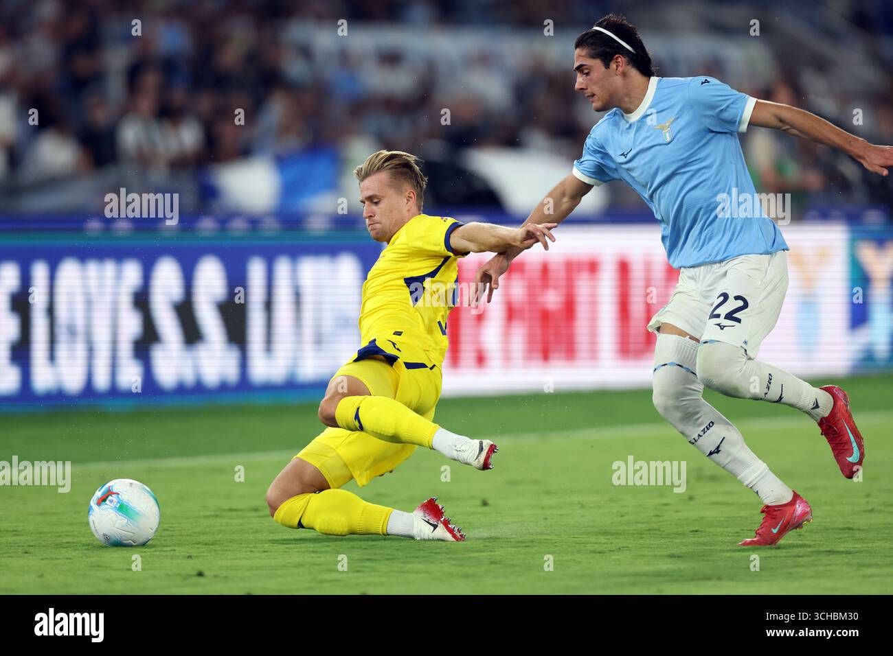 (L) Martin Frese of Verona, (R) Matteo Cancellieri of Lazio seen in ...