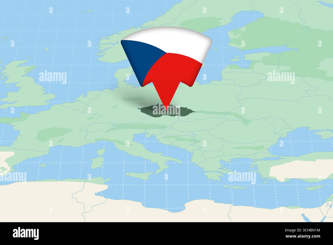 Czech Republic Highlighted on Europe Map with Flag Icon. Detailed ...