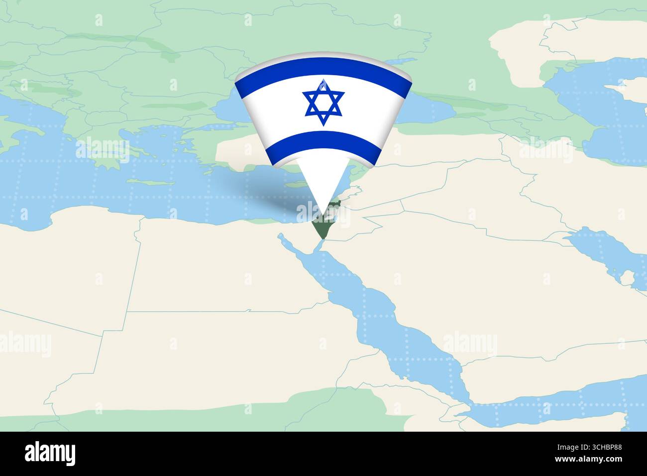 Israel Location Highlighted on Asian Map with Flag Icon. Detailed ...