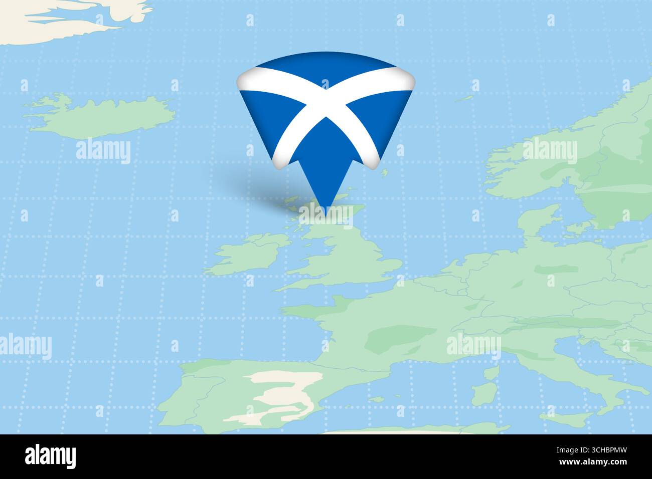 Scotland Location Highlighted on Map with Flag Icon. Detailed Vector ...