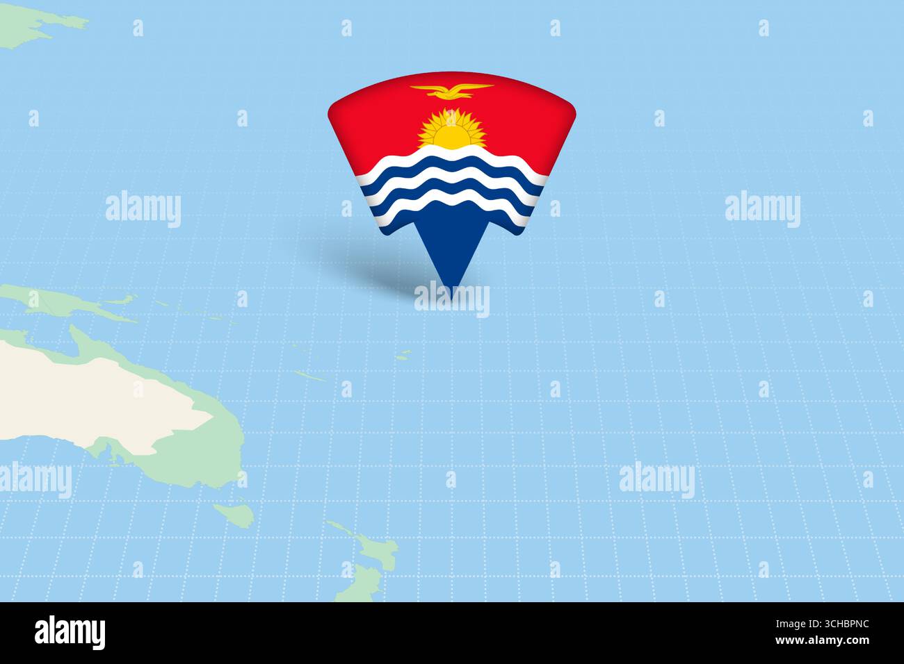 Kiribati Location Highlighted on Oceania Map with Flag Icon. Detailed ...