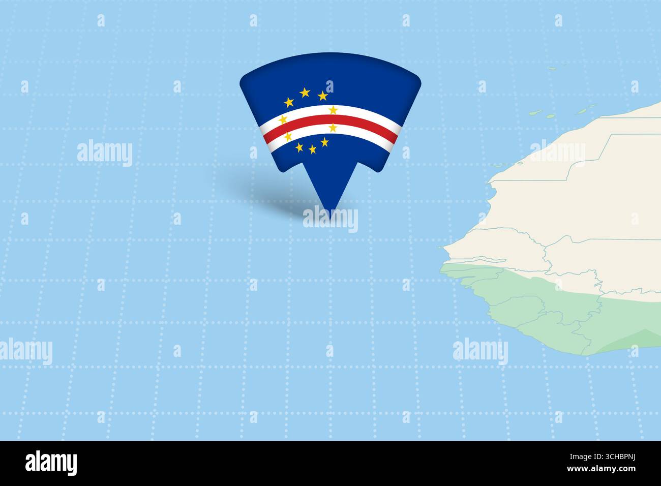 Cape Verde Location Highlighted on Map with Flag Icon. Detailed Vector ...