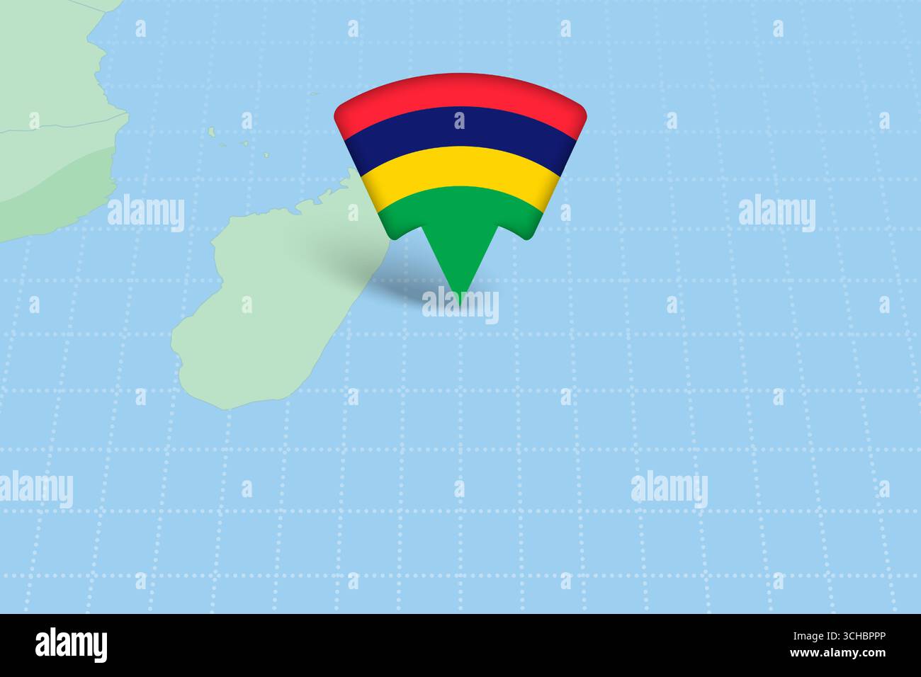 Mauritius Location Highlighted on Map with Flag Icon. Detailed Vector ...