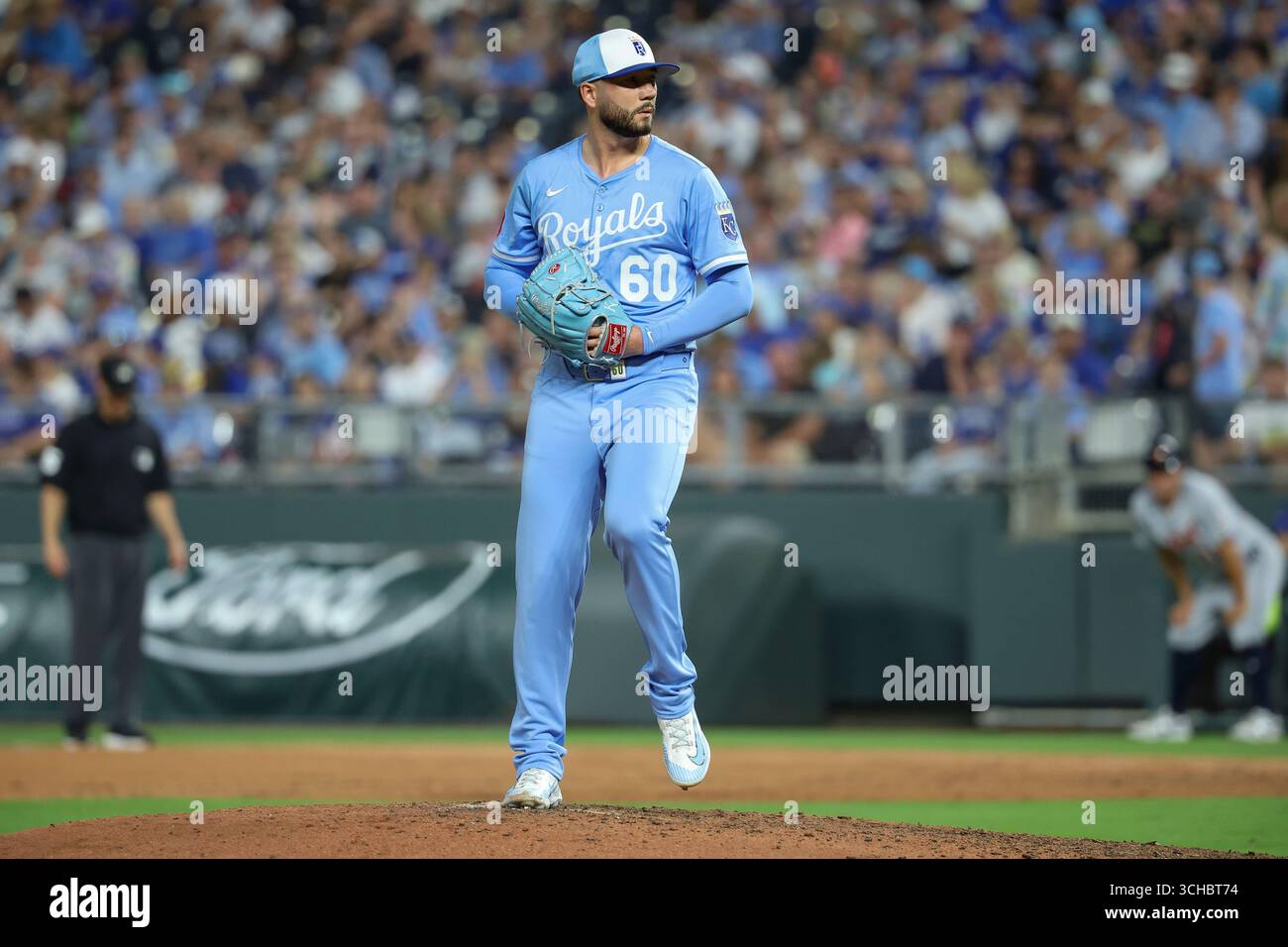 Kansas City Royals relief pitcher Lucas Erceg throws during a baseball ...