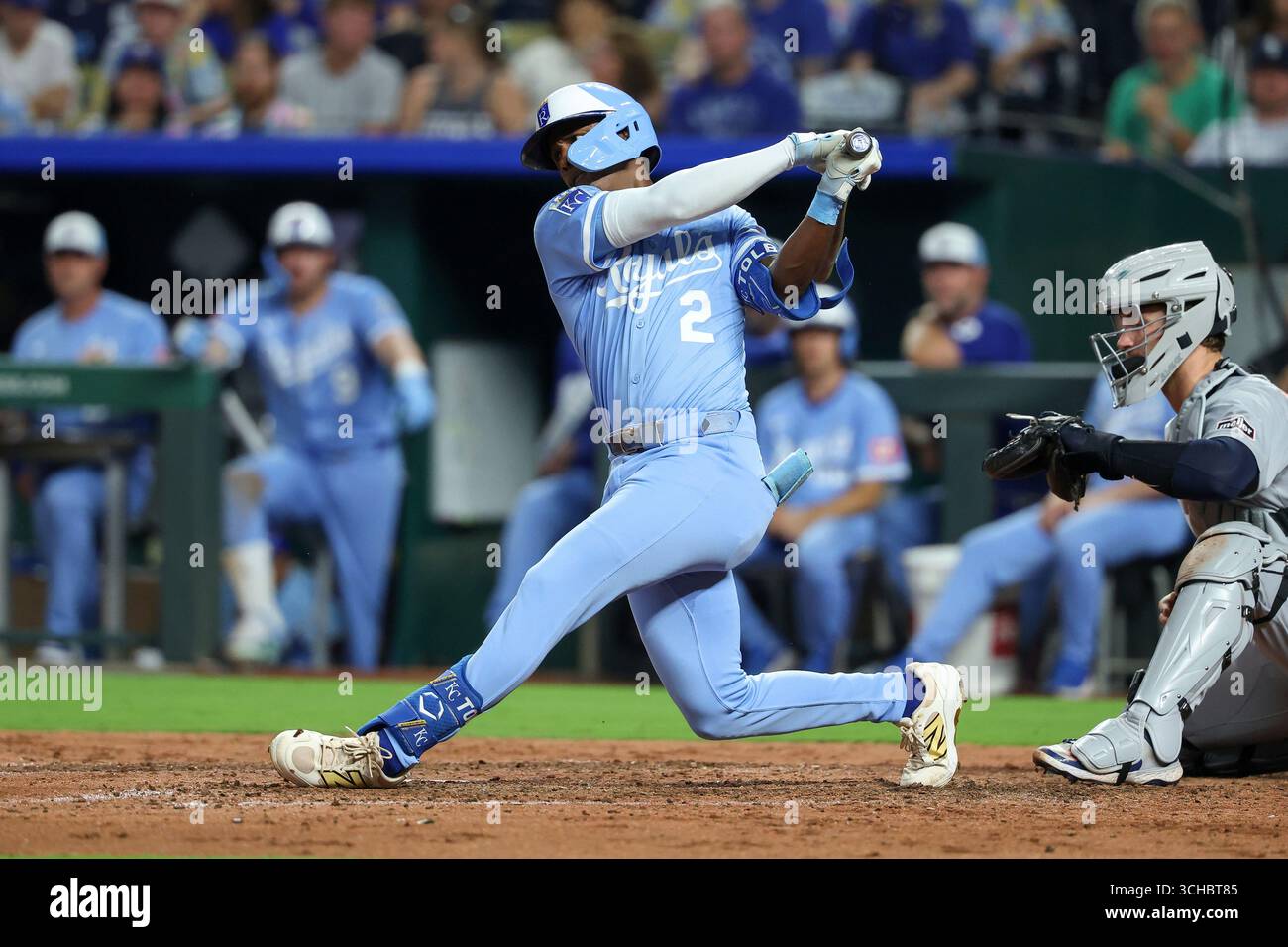 Kansas City Royals' Tyler Tolbert bats during a baseball game against ...