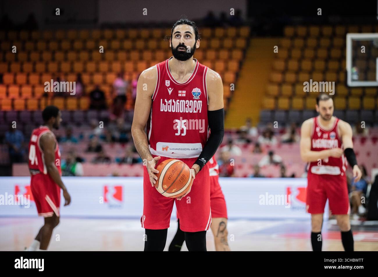 Goga Bitadze of Georgia seen in action during the group phase of the ...
