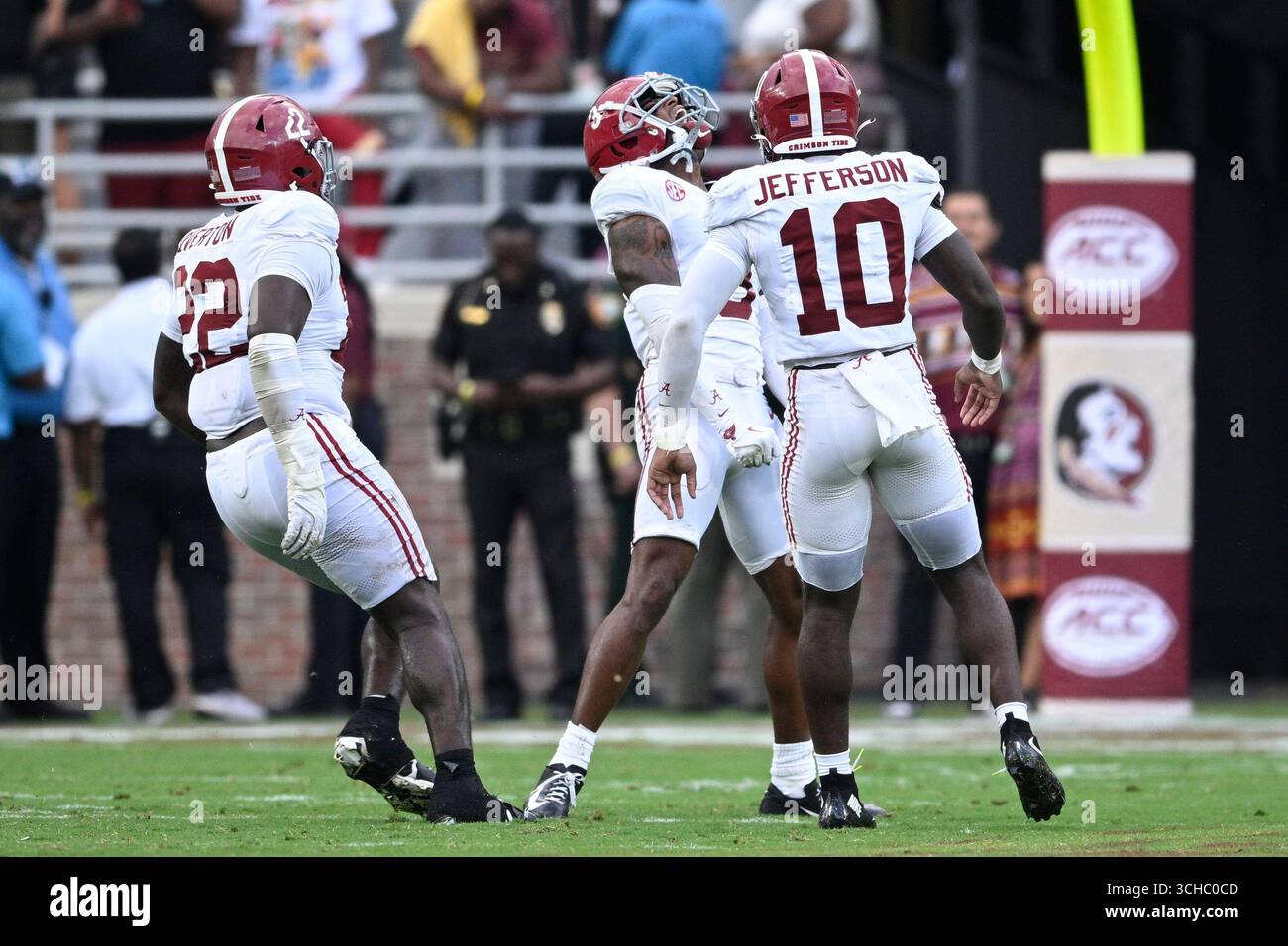 Alabama defensive back Keon Sabb (3) celebrates with defensive lineman ...