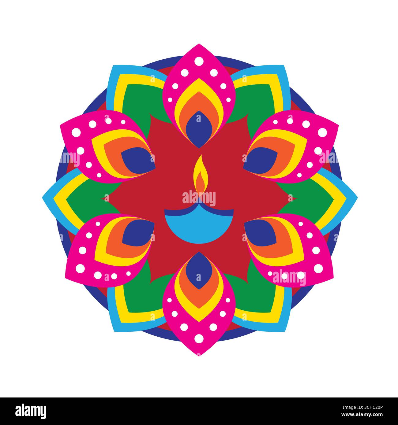 Vector illustration of Rangoli design for Diwali or Deepavali ...