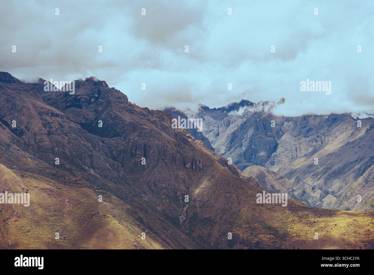 Dramatic beautiful scenic landscape with the Andes Mountains towering ...