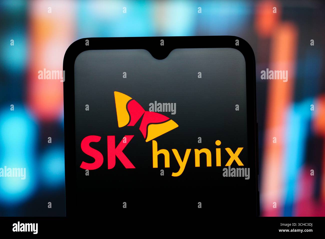 In this photo illustration, the SK Hynix logo is seen displayed on a smartphone screen. (Photo ...