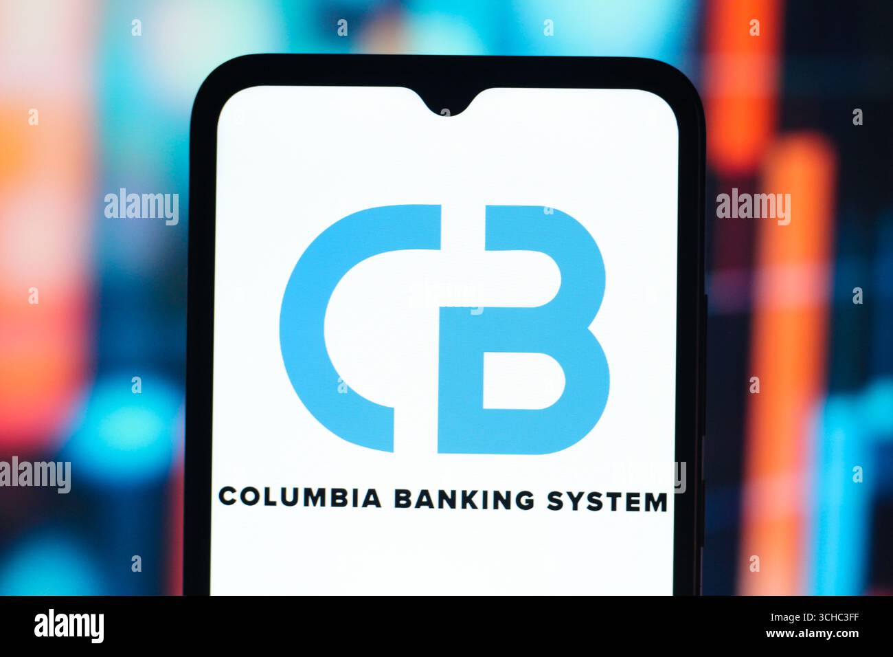 In this photo illustration, the Columbia Banking System logo is seen ...