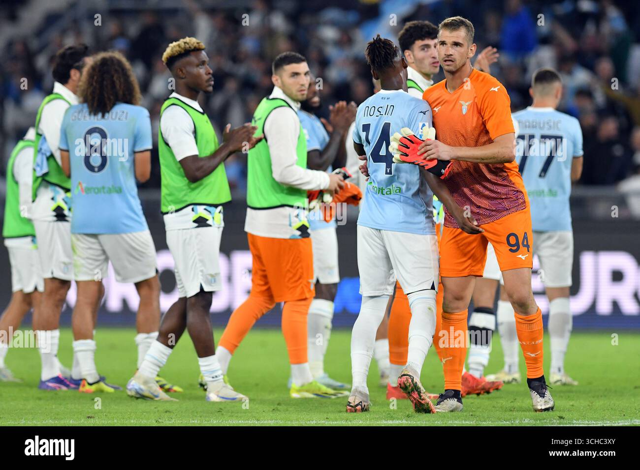 Lazio players celebrate victory at the end of the match during the ...