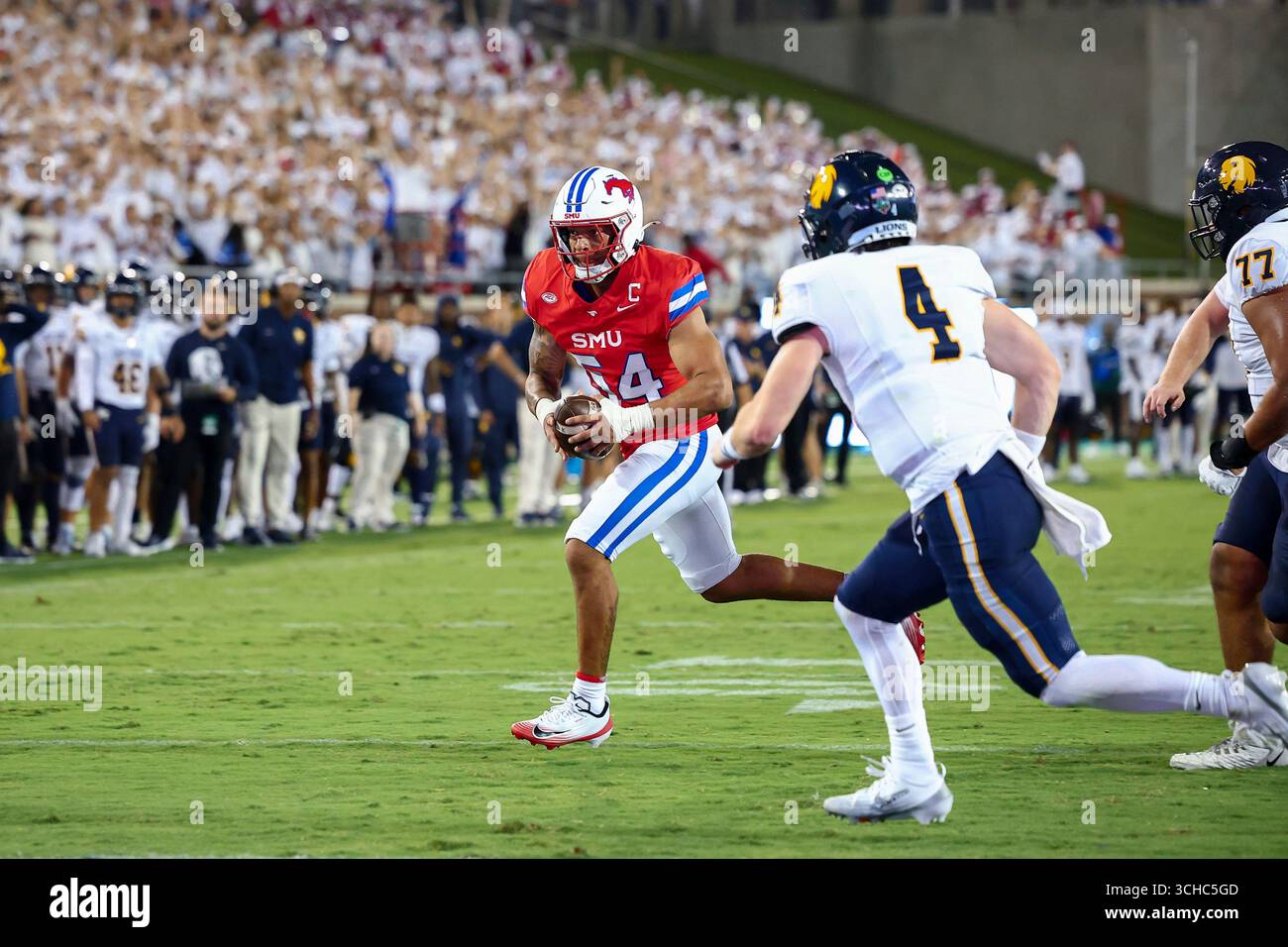 DALLAS, TX - AUGUST 30: SMU Mustangs linebacker Alexander Kilgore (#54 ...