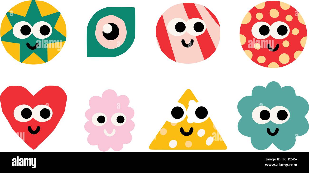 Geometric cartoon icons Stock Vector Images - Alamy