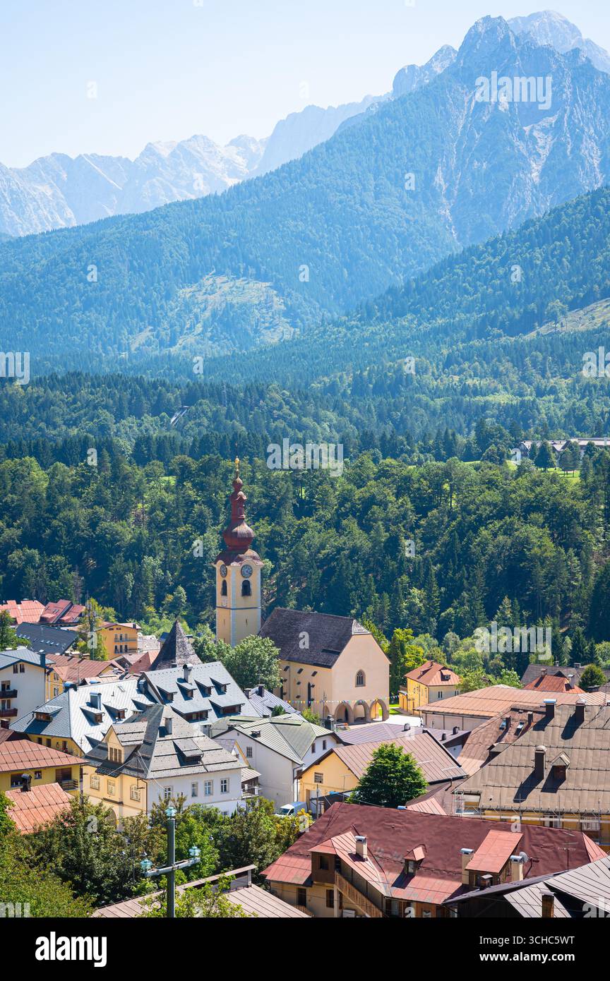 Charming alpine village of Tarvisio, Italy with quaint church ...